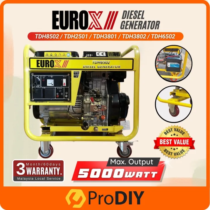EUROX TDH8502 / TDH2501 / TDH3801 / TDH3802 / TDH6502 4-Stroke Diesel Generator With Key Start ...