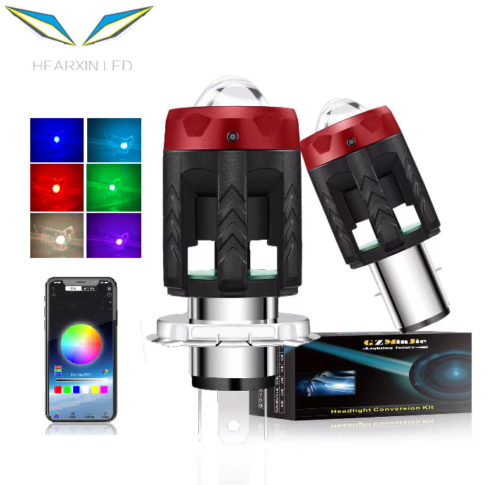 New APP Bluetooth Control Motorcycle LED Headlights RGB voice control ...
