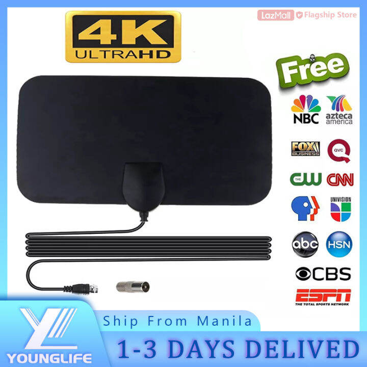 YOUNGLIFE 4K 25DB High Gain Antenna HDTV Flat HD Digital Indoor ...