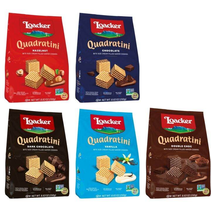 loacker wafer quadratini ล็อคเกอร์เวเฟอร์สอดไส้ มี 6 รสให้เลือก ...