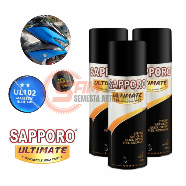 Pilox Sapporo Ultimate Majestic Blue UL102 Cat Semprot Biru Pilok Metal Plastik Aerosol Spray ...