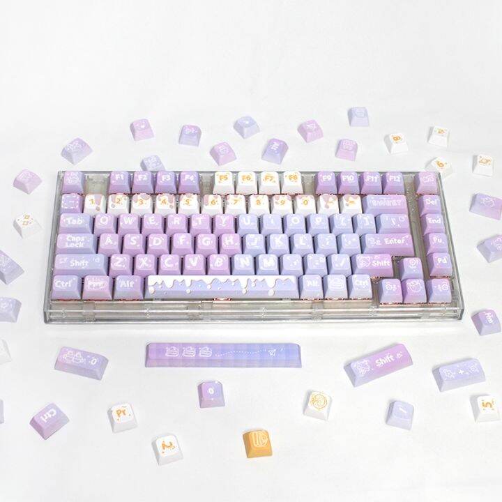 DREAM GRAFFITI Cute Cartoon Purple Mechanical Keyboard Keycaps 128 Keys ...