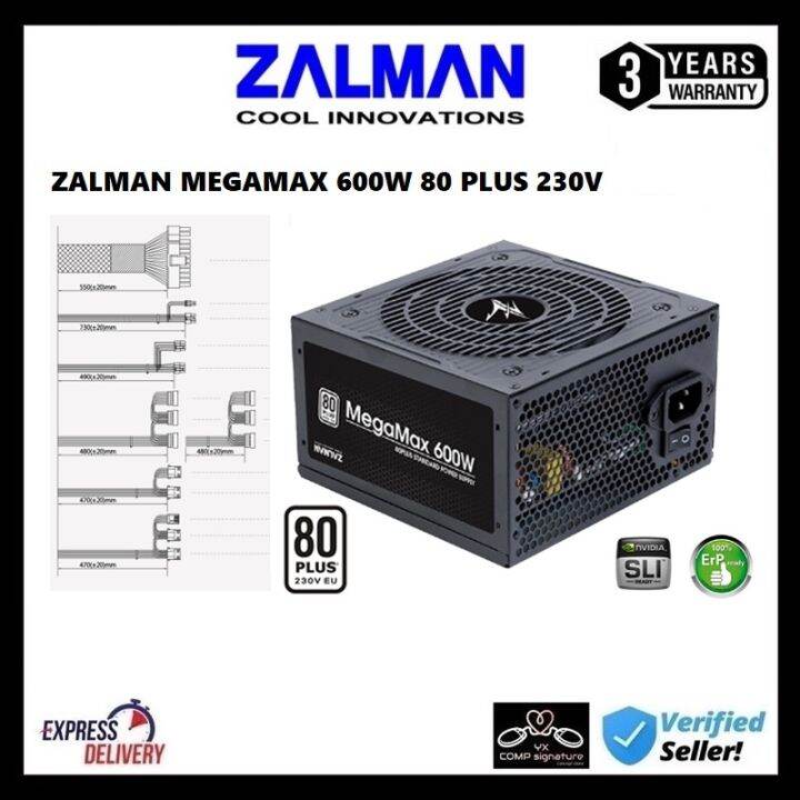 ZALMAN MEGAMAX 600W 80 PLUS 230V EU STANDARD POWER SUPPLY UNIT PSU | Lazada
