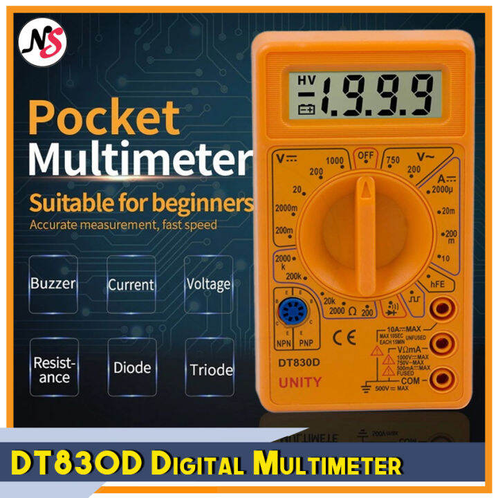 DT830D Mini Digital Multimeter voltmeter Voltage Ampere Ohm Tester DC ...