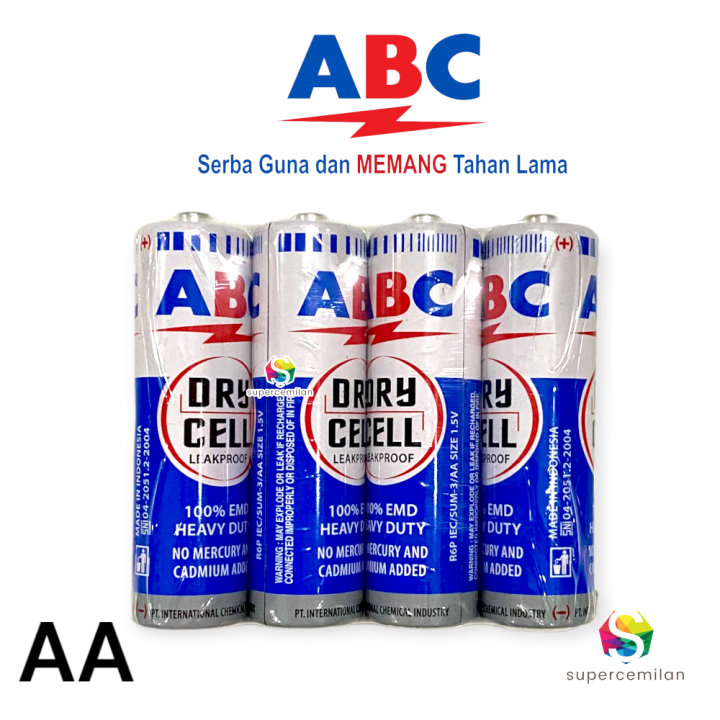 ABC Batu Baterai Biru Dry Cell 1.5V AA Battery (isi 4 pcs) | Lazada ...