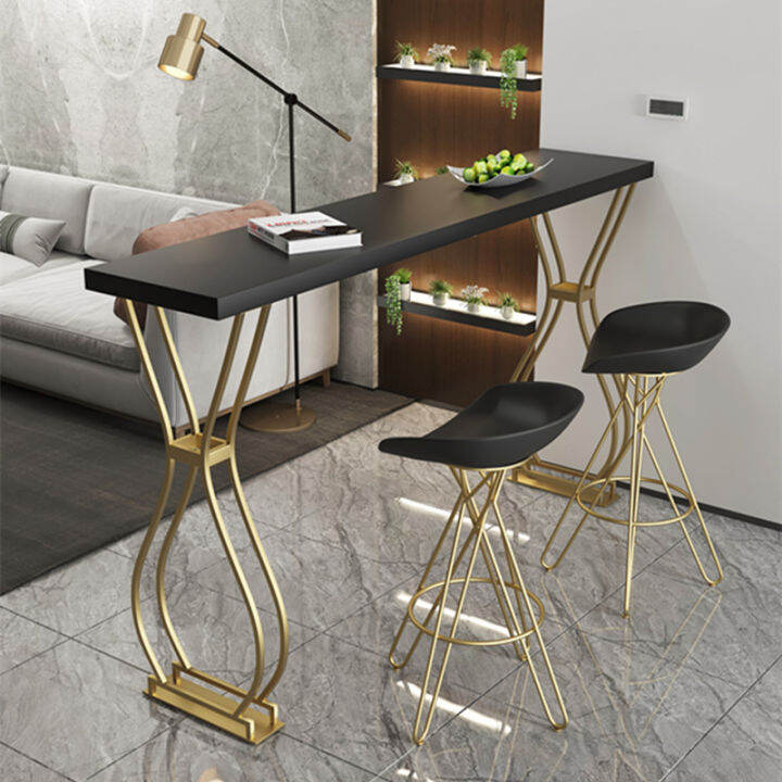 Nordic luxury solid wood bar table, home tea shop, long table with high ...