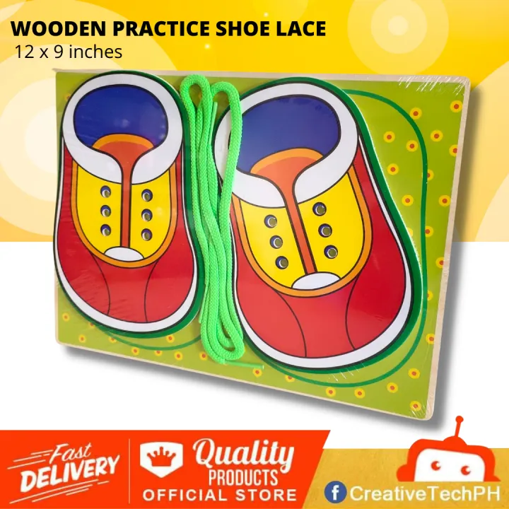 Shoelace Wooden Puzzle Insert Puzzle Board for Toddlers Children Kids ...