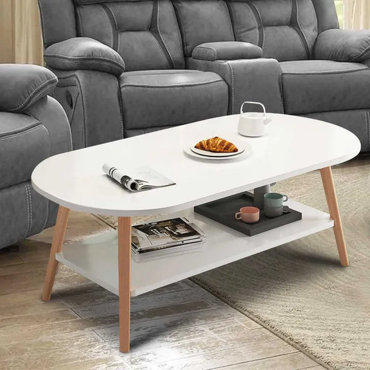 Nordic Coffee Table For Living Room Center Table With Open Shelving For Storage Small Tea Table ...
