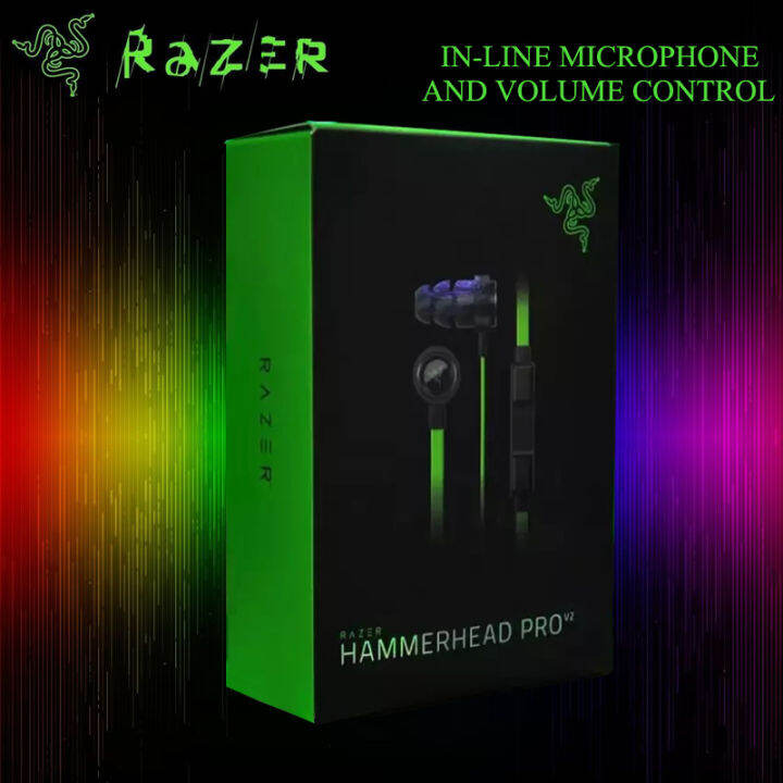 【ร้านค้าในพื้นที】แท้จริง Razer Hammerhead Pro V2 Earphone 3.5mm Wired ...