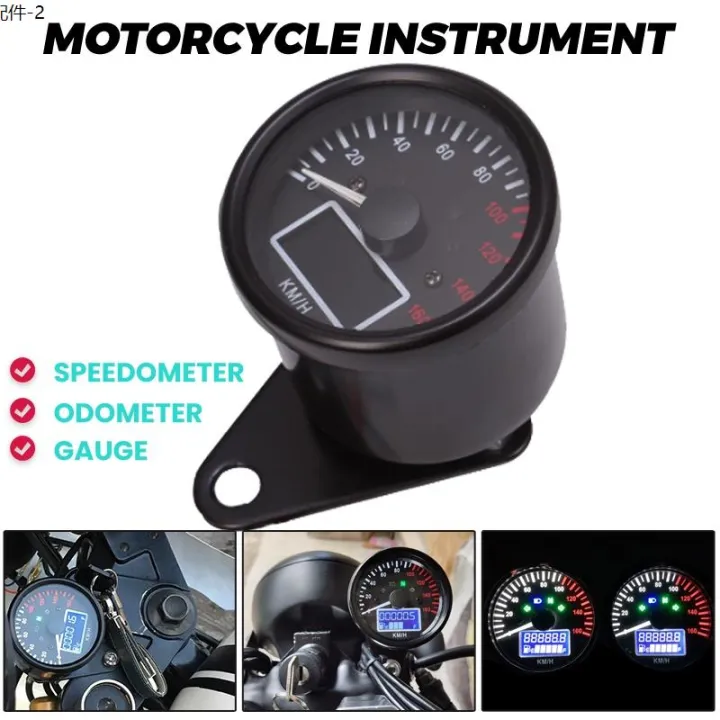 ♔Motorcycle Speedometer Digital LCD Odometer Gauge Multi-function ...