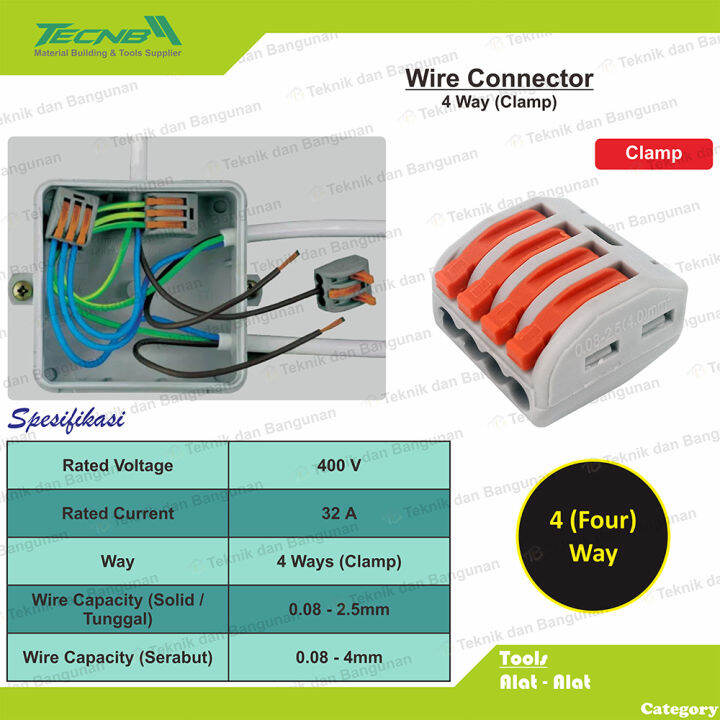Quick Cable Connector / Konektor Kabel Listrik 4 Jalur Clamp Jepit ...