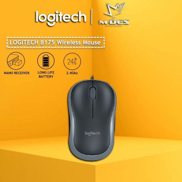 Logitech B175 Wireless 2.4GHz Optical Mouse 1000DPI (Black) | Lazada