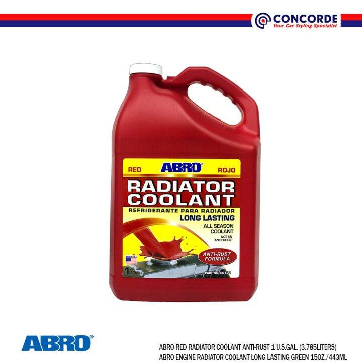 Concorde Abro Red Radiator Coolant Anti-rust 1 U.S. Gallon | Lazada PH