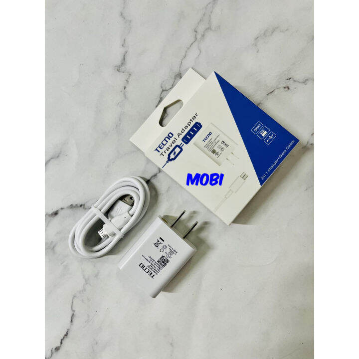 2IN1 Tecno Fast Charging Charger With Micro Android V8 Cable and USB ...