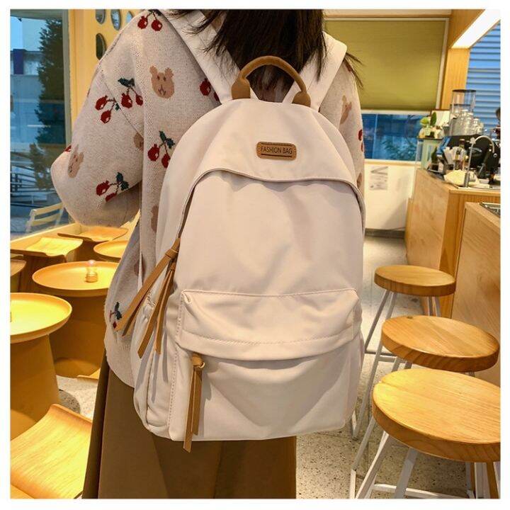 UISN MALL Korean New Solid Color Backpack Student School Bag Simple ...