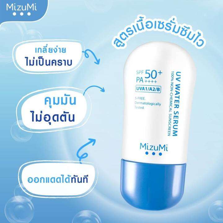 กันแดด MizuMi UV Water มิซึมิ ยูวี วอเตอร์ เซรั่ม เซรั่มกันแดด กันน้ำ คุมมัน กันเหงื่อ ปกป้องผิว ...