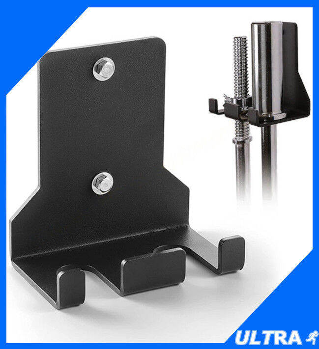 Wall Mounted Double Barbell Rod Holder Hanger Bar Hanging Rack Vertical ...