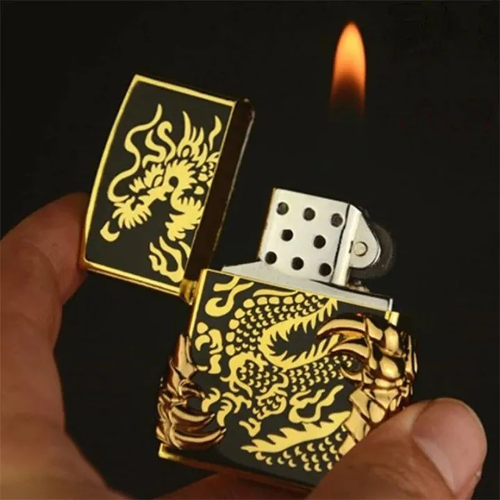 ไฟแช็กzippor Dragon 3D Jet Flame Fire Golden/ Black/ Silve | Lazada.co.th