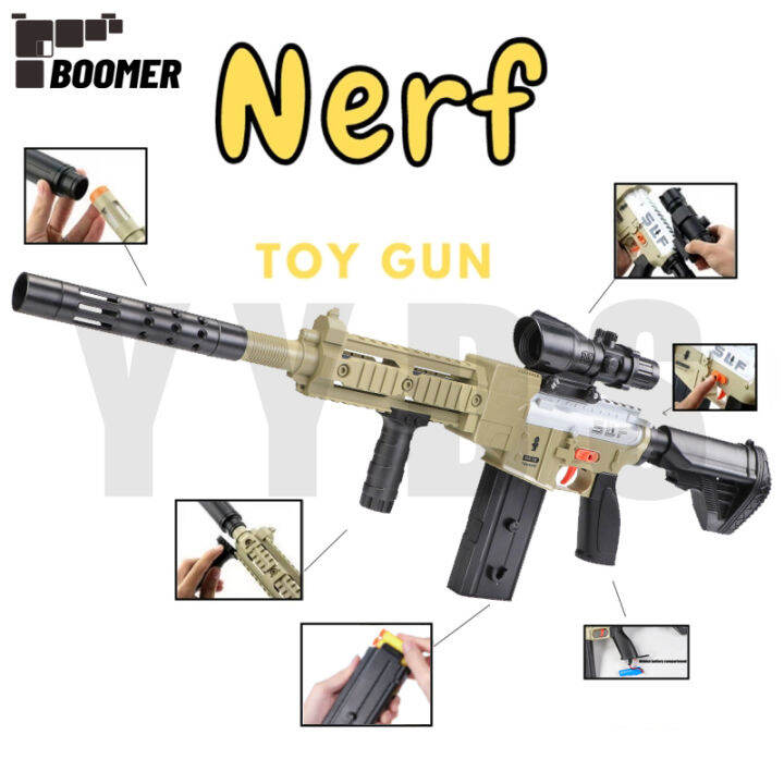 BOOMER NERF BLASTER TOY GUN SAFE SOFT BULLET GUN ELECTRIC AUTOMATIC ...