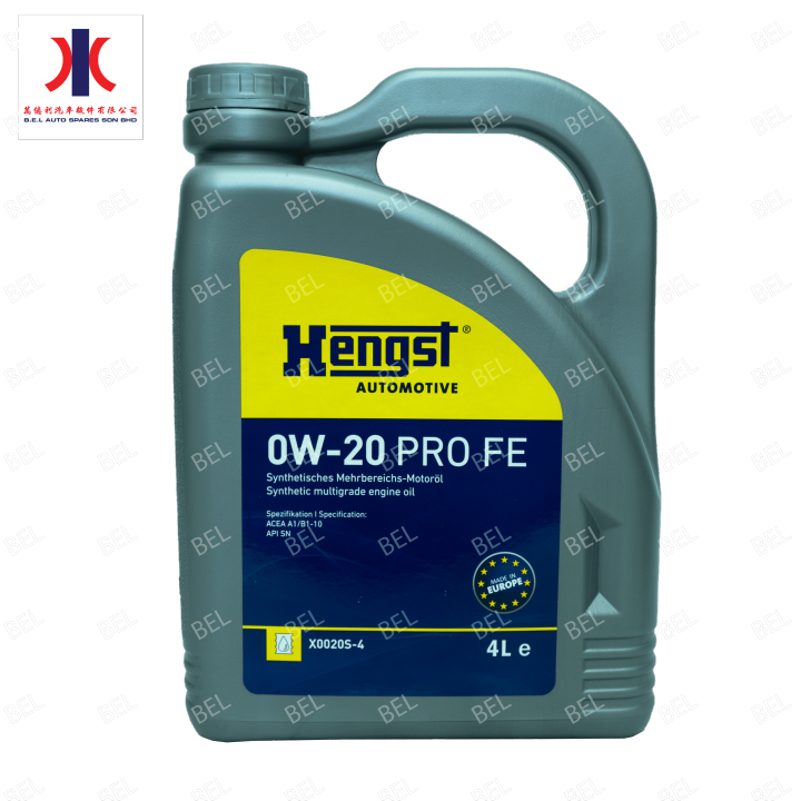 Hengst - Fully Synthetics Engine Motor Oil 4L - PRO FE 0W-20 X0020S-4 ...