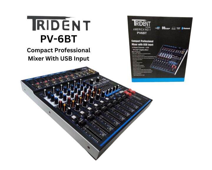 Trident 6 channel passive mixer with built in sound card Bluetooth ...