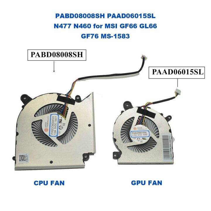 PABD08008SH PAAD06015SL N477 N460 for MSI GF66 GL66 GF76 MS-1583 CPU ...