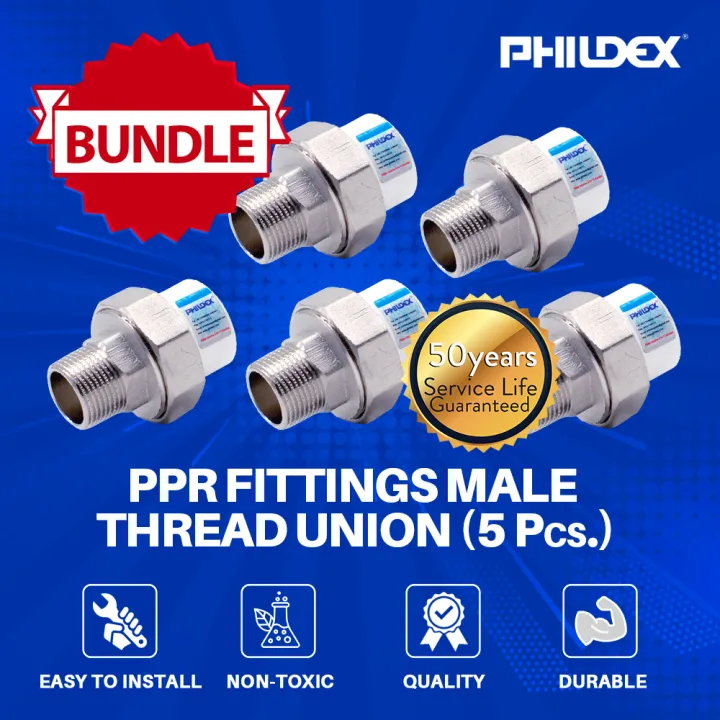 PHILDEX BUNDLE PROMO PPR Fittings- Male Thread Union (20x1/2) | Lazada PH