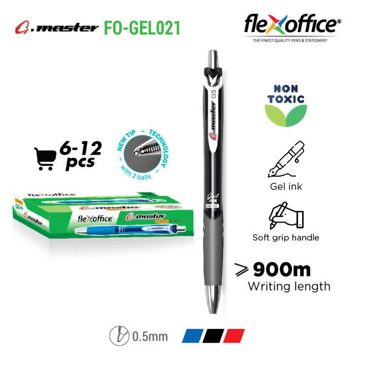 FlexOffice G-Master FO-GEL021 Gel Pen 6pcs/12pcs - Black Ink - Mix 3 ...