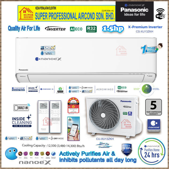 (New Model) Panasonic 1.5hp X-Premium Inverter Air Conditioner CS ...