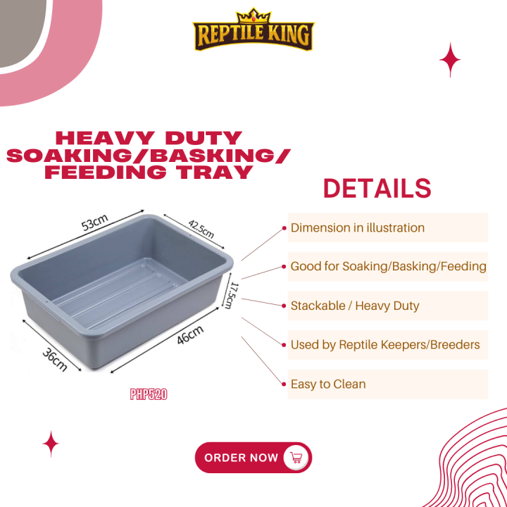 Heavy Duty Soaking Basking Feeding Tray Tub For Tortoise Reptiles Gecko ...