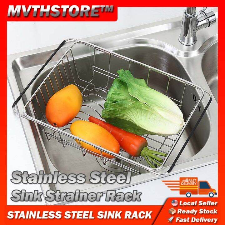 Stainless Steel Sink Drainer Rack for Dish Drying, Sink Basket Rack ...