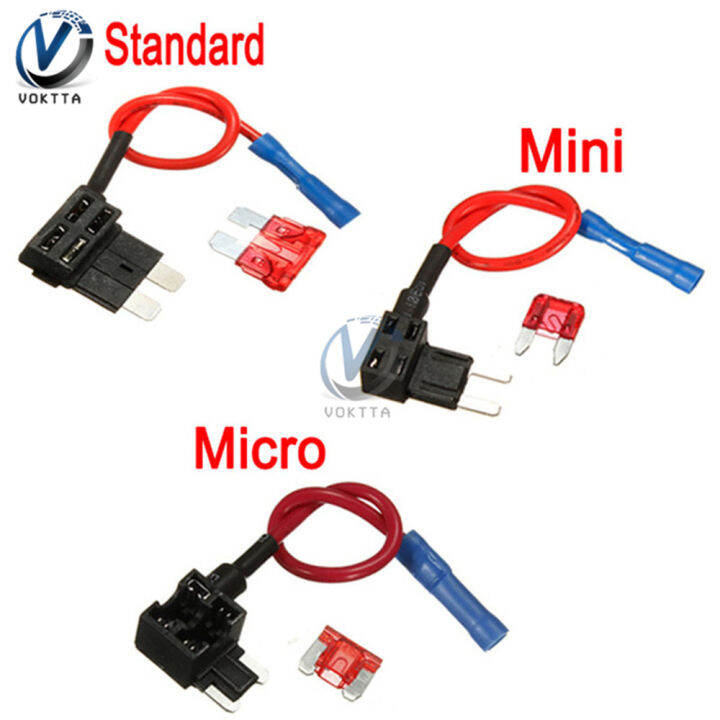 12V Car Blade Fuse Holder Add-a-circuit TAP Adapter Micro Mini Standard ...