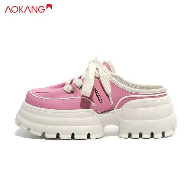 AOKANG สไตล์เกาหลีแบบใหม่ของรองเท้าแตะหัวสี่เหลี่ยมหนาผู้หญิงเสื้อนอก ...