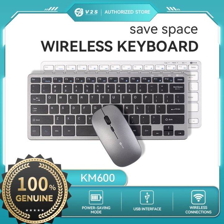 V2S KM600 Rechargeable Wireless Keyboard and Mouse Mute Ultra-thin ...