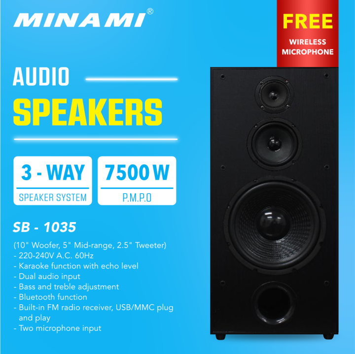 Minami SB 1035 3 Way Speaker 10" Woofer 5"Mid Range 2.5" Tweeter with ...