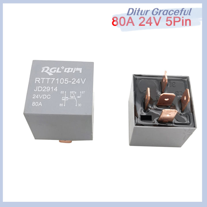 Ditur Waterproof Heavy Duty Relay 4 5Pin DC 24V 12V 80A Headlamp ...