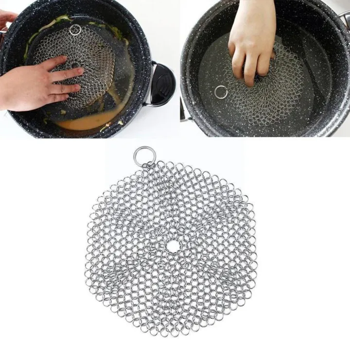 1 Pc Steel Finger Cast Iron Cleaner Chain Mail Palm Brush Tool Wash ...