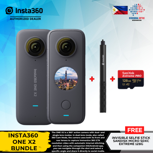 Insta360 One X2 Pocket 360 Steady Cam with FREE Invisible Selfie Stick + SanDisk Extreme 128GB ...