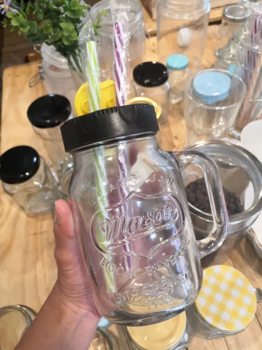 แพ็ค1ใบ แก้วมีหูจับลาย มีฝาปิดทวิน2รู 600ml (20Oz) | Lazada.co.th