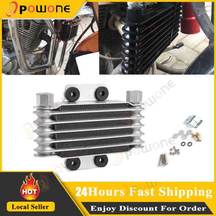 POWONE 6 Row Universal Motorcycle Engine Oil Cooler Cooling Radiator ...