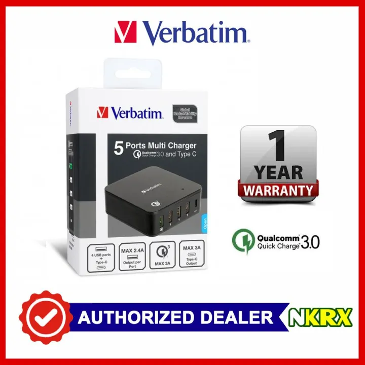 Verbatim 5 Port USB Charger Quick Charge 3.0 + TYPE C Travel ...