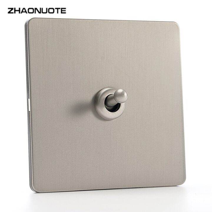 Silver Gray Brushed Stainless Steel Matte Panel Toggle Switch 1-4 Gang 1 Way 2 Way Wall Light ...