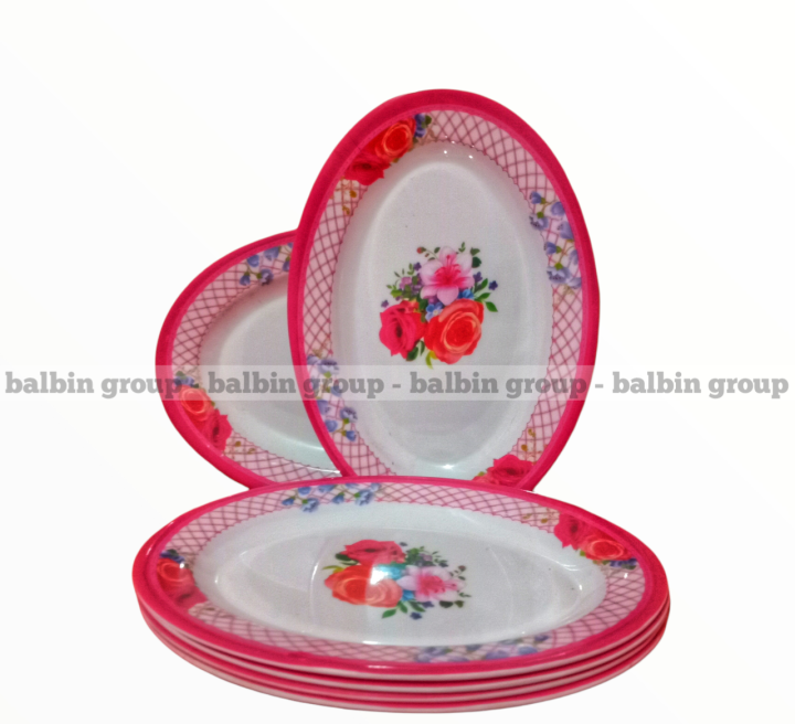 6 picis piring oval melamin asli diameter L 16 cm x P 22,5 cm / piring ...