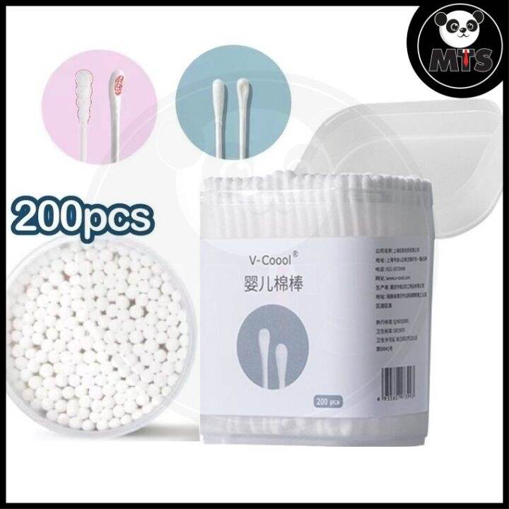 V-Coool Double-headed Baby Cotton Swab Paper 200 Sticks Soft Cotton ...