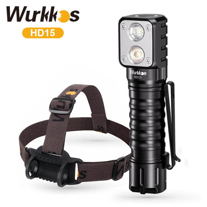 Wurkkos HD15 Headlamp 2A Rechargeable 18650 Headlight 2000lm Dual LED LH351D SST20 USB Reverse ...