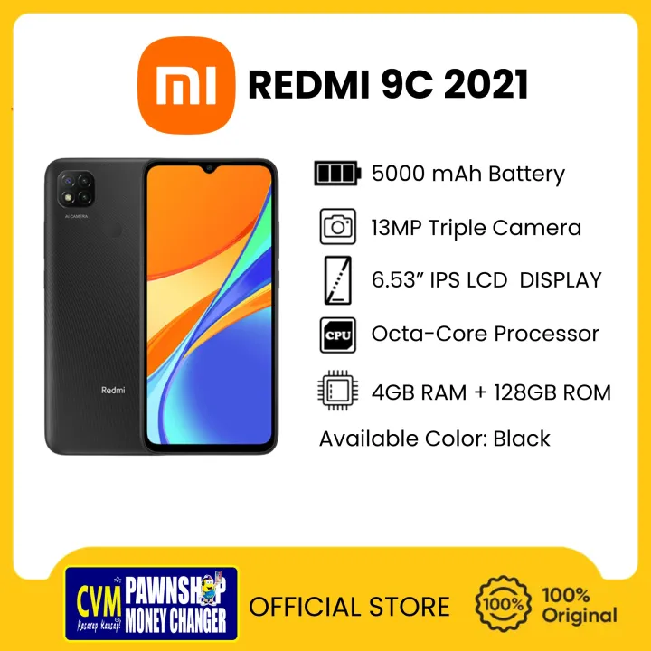 XIAOMI REDMI 9C 2021 / 128GB /4GB RAM / BLACK | Lazada PH