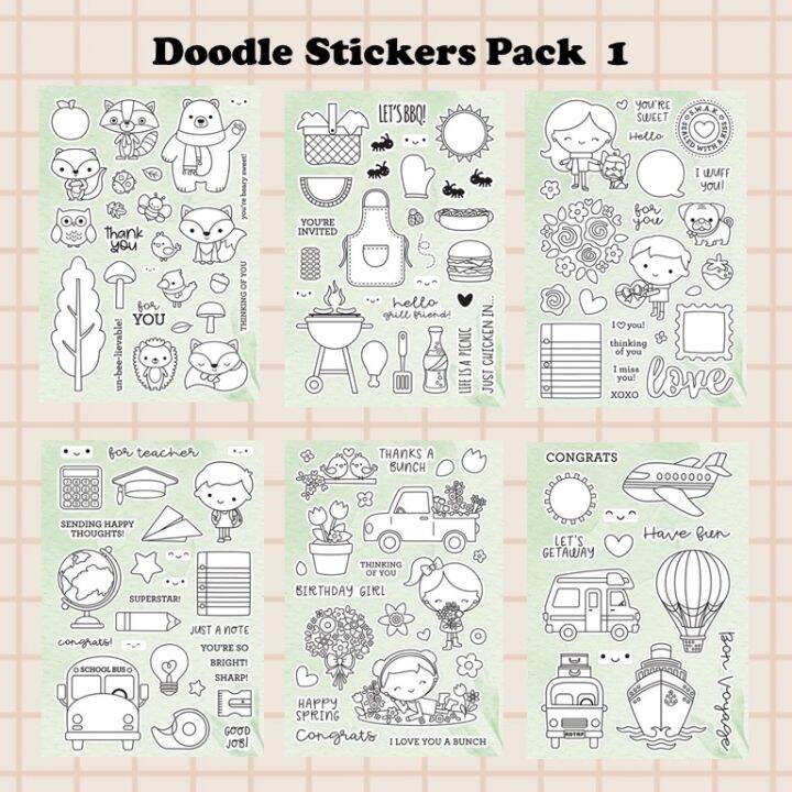 [PART 1]Doodle Stickers stiker doodle stiker kartun stiker jurnal ...