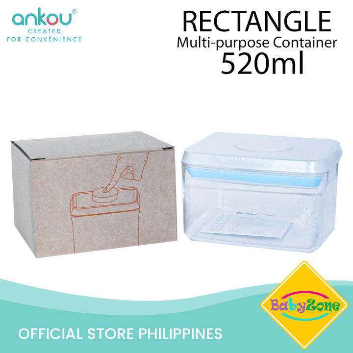 Ankou Airtight 1 Touch Multipurpose Airtight Food Storage Container 520ml (Rectangle) | Lazada PH