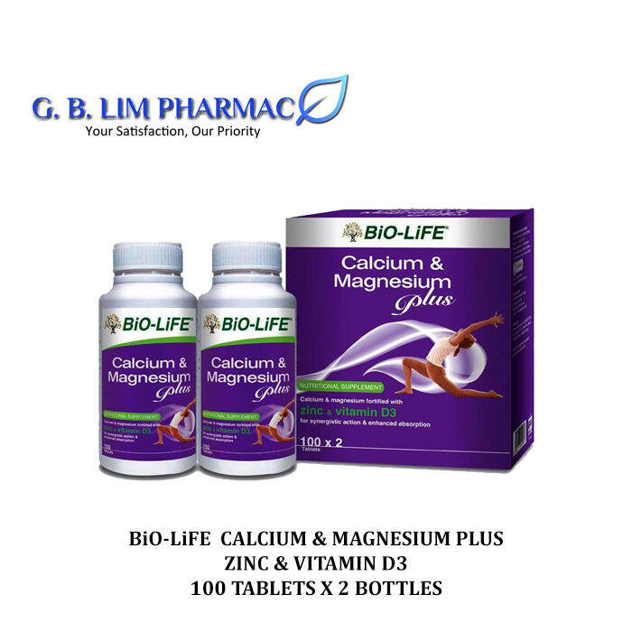 Bio-Life Calcium & Magnesium Plus 100 TABLETS X 2 BOTTLES (EXP: 24-NOV ...