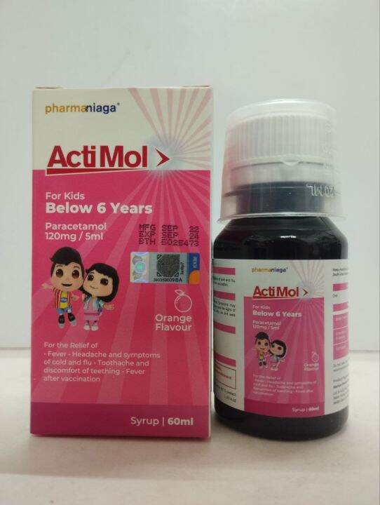 Pharmaniaga ActiMol For kids Below 6 Years Paracetamol 120mg/5ml Orange ...